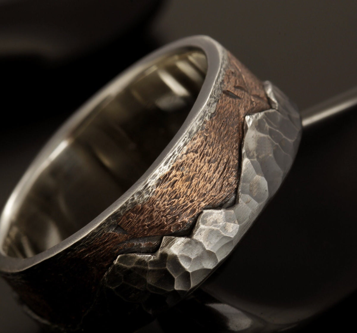 Mens Wedding Ring, Mens Wedding Band, Mountain ring, Rustic mens ring ...
